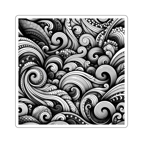 DOPASTICKER Monochrome Wave Patterns Art Print- Design Preview Only ...