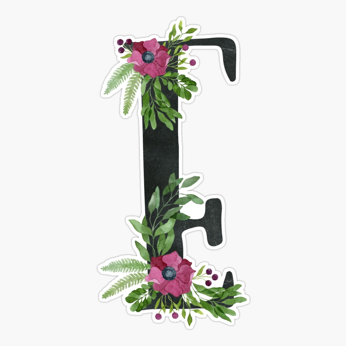 DOPASTICKER Monogram E With Floral Wreath Sticker, Phone Sticker Car ...