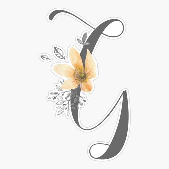 DOPASTICKER Monogram G Yellow Flower Sticker, Phone Sticker Car ...
