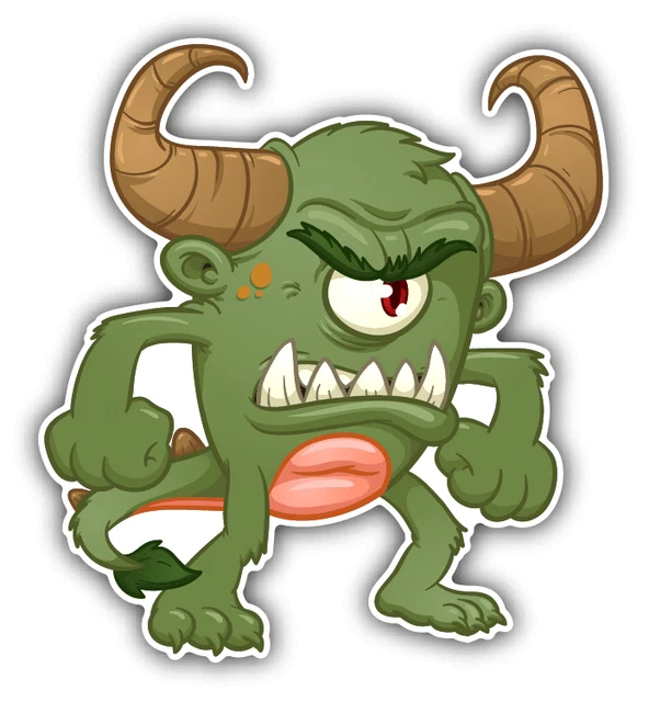 DOPASTICKER Monster Angry Green Cartoon Car Sticker Phone Decal Water ...