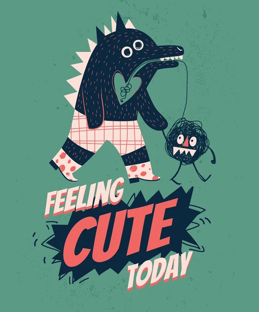 DOPASTICKER Monster Feeling Cute Walking Small Pet Sticker Quote Heart ...