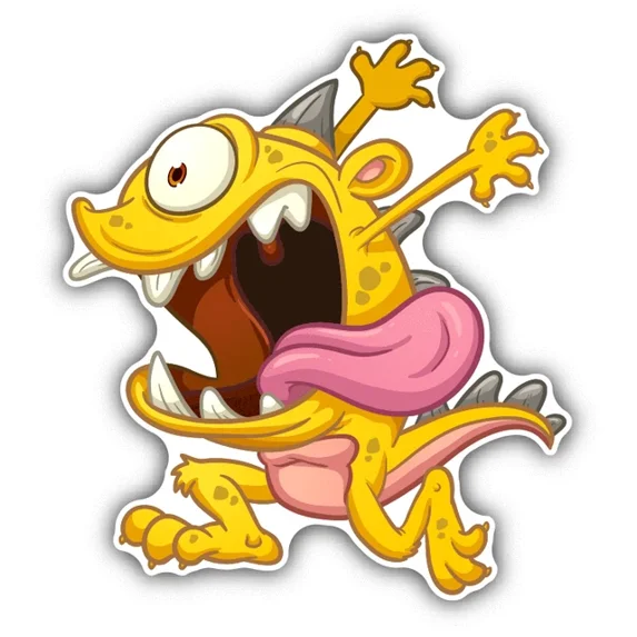DOPASTICKER Monster Running Crazy Cartoon Sticker Decal Phone Decal ...