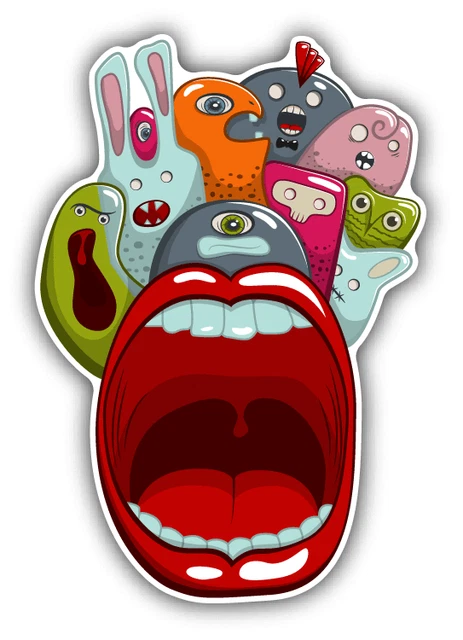 DOPASTICKER Monster Screaming Cartoon Car Sticker Phone Decal Water ...