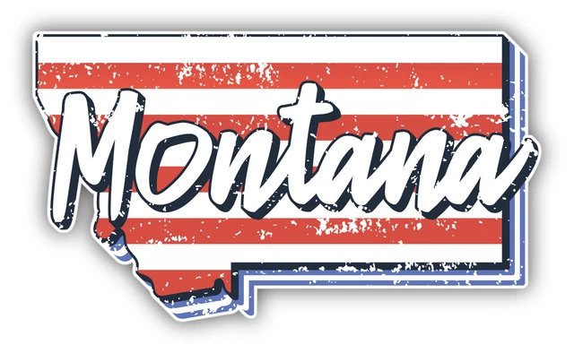 DOPASTICKER Montana Usa State Map Flag Sticker Phone Decal Water Bottle ...