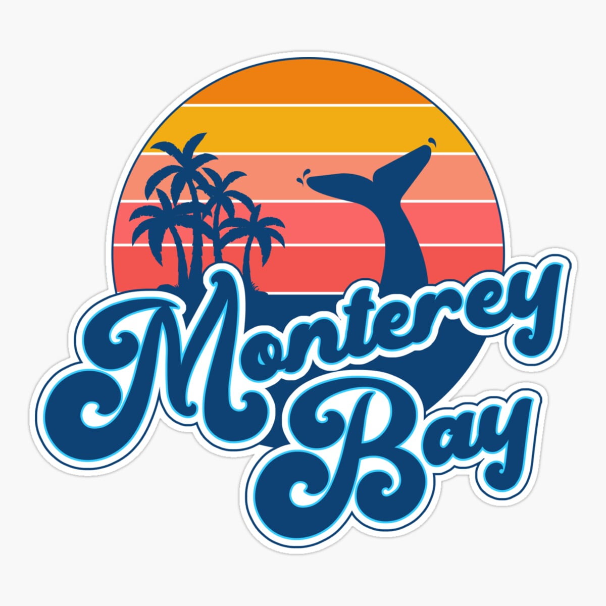 DOPASTICKER Monterey Bay California Ca Surfer 70S Retro Sunset Sticker ...