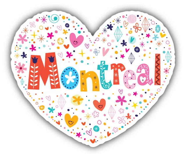 DOPASTICKER Montreal City Canada Decorative Heart Label Bumper Sticker ...