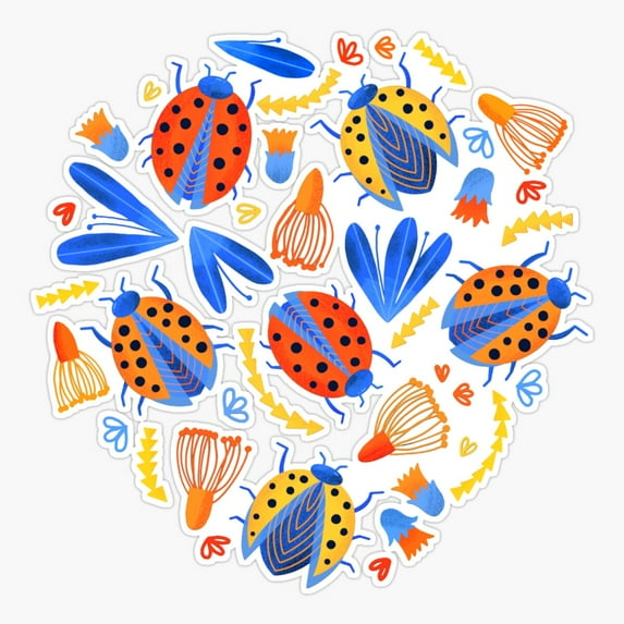 DOPASTICKER Moody Ladybird Botanical Sticker, Phone Sticker Car Sticker ...