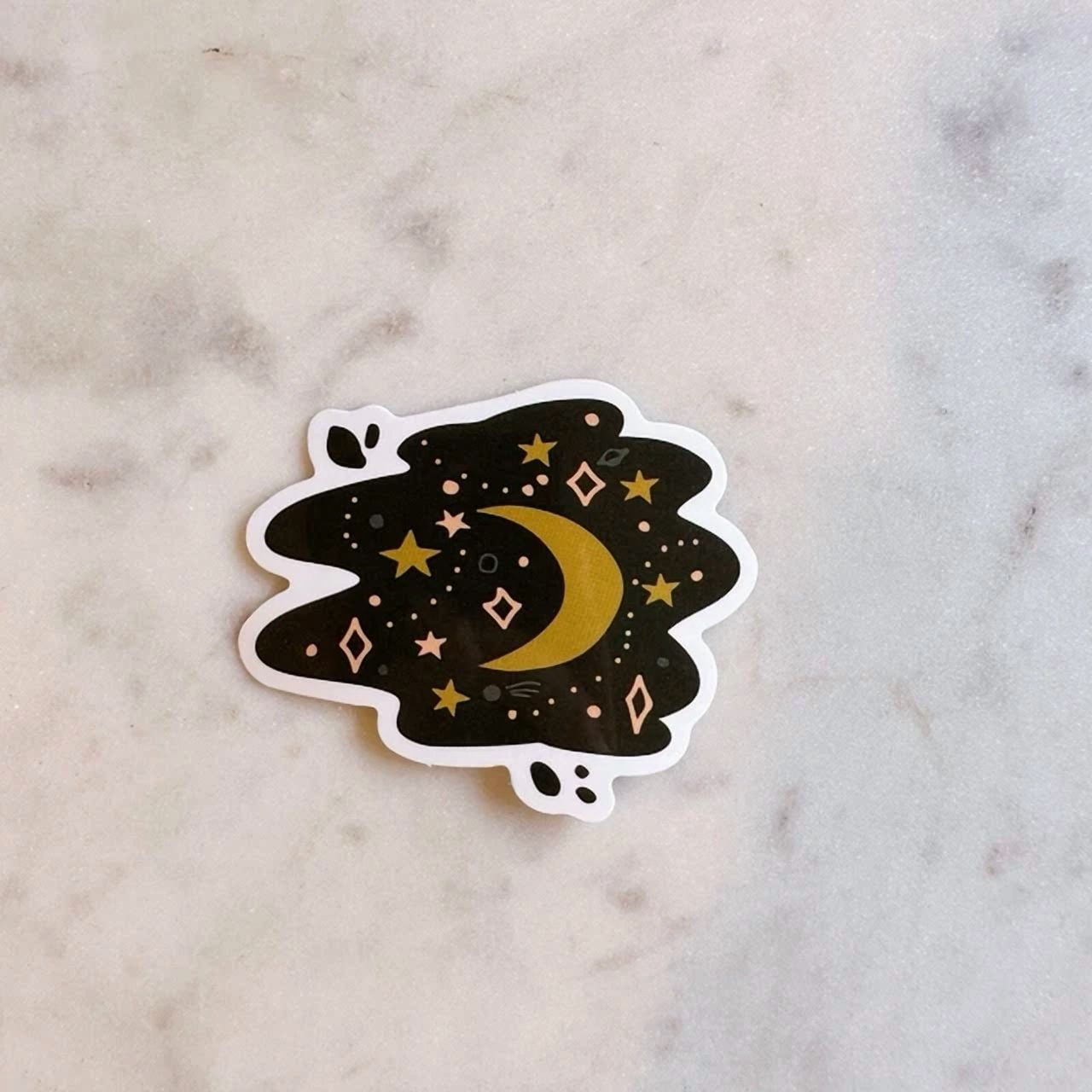 DOPASTICKER Moon And Stars Water Resistant Sticker- Design Preview Only ...