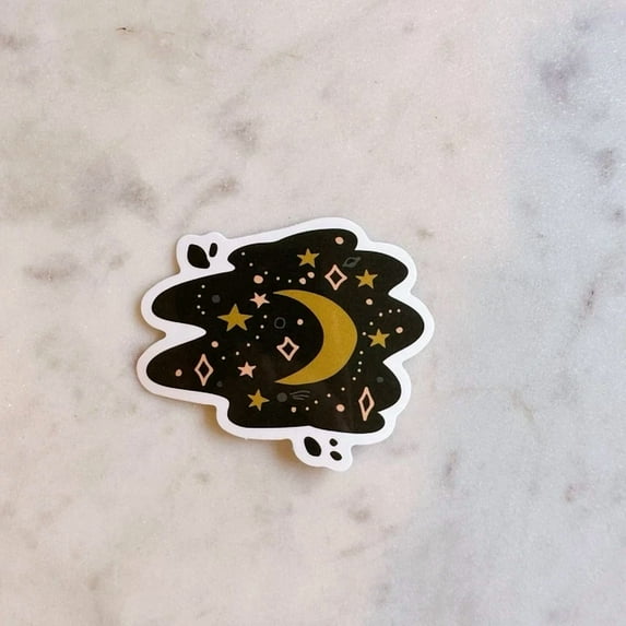 DOPASTICKER Moon And Stars Water Resistant Sticker- Design Preview Only ...