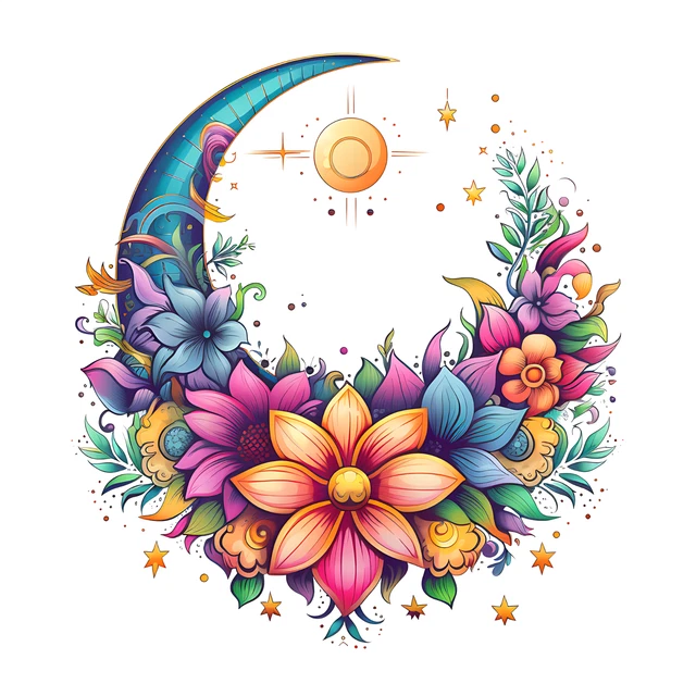 DOPASTICKER Moon Flower Peace Sticker Yoga Art Chakra Serenity Zen ...