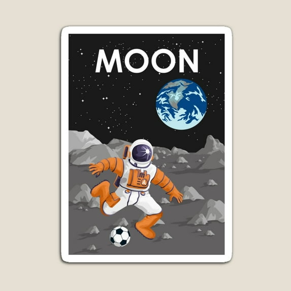 DOPASTICKER Moon Football Soccer Playing Astronaut Travel Poster ...