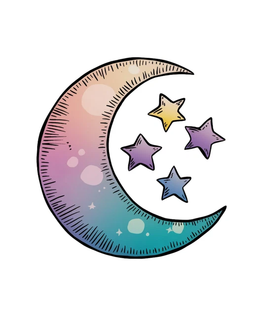 DOPASTICKER Moon Stars Sticker Groovy Retro Hippie Pastel Colorful ...