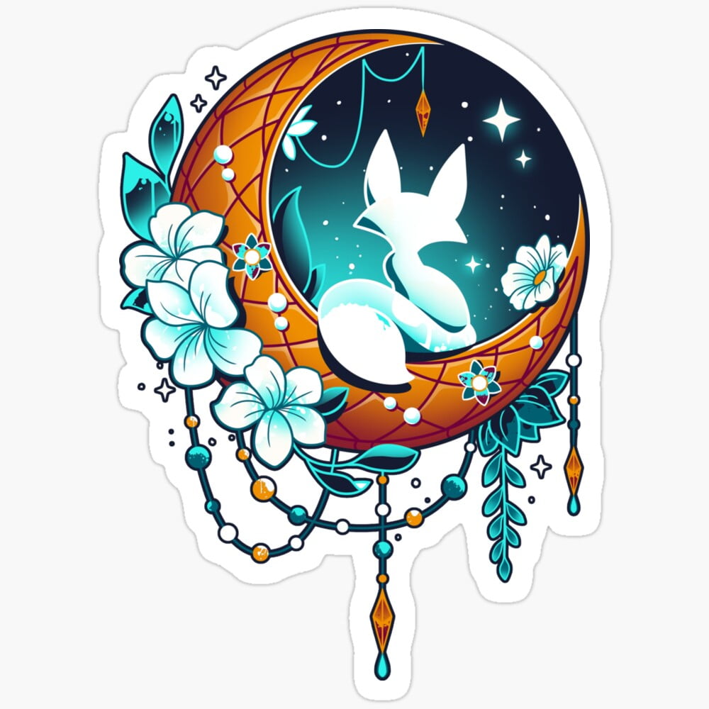 DOPASTICKER Moonlight Fox - Lunar Polar Fox Sticker Phone Decal Water ...