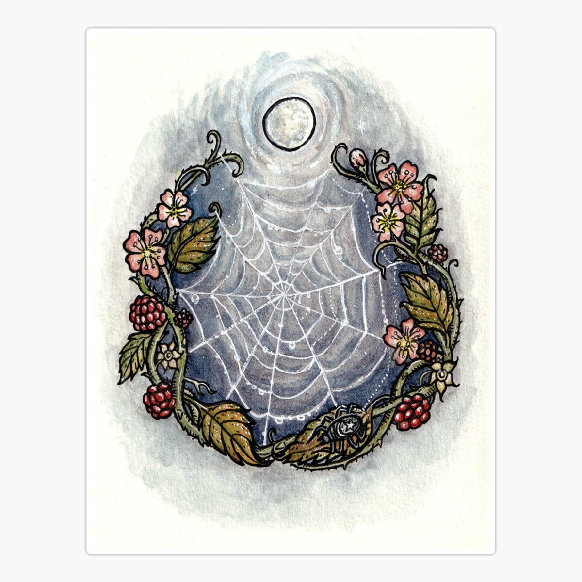 DOPASTICKER Moonlit Spiderweb Sticker, Phone Sticker Water Bottle ...