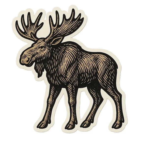 DOPASTICKER Moose Car Sticker Woodblock Style Rustic Phone Sticker ...