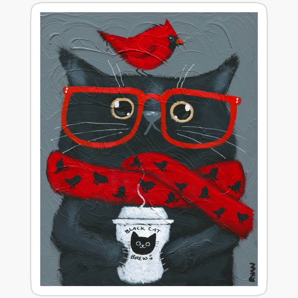 DOPASTICKER Morning Coffee With A Cardinal Sticker, Decorate Laptops ...