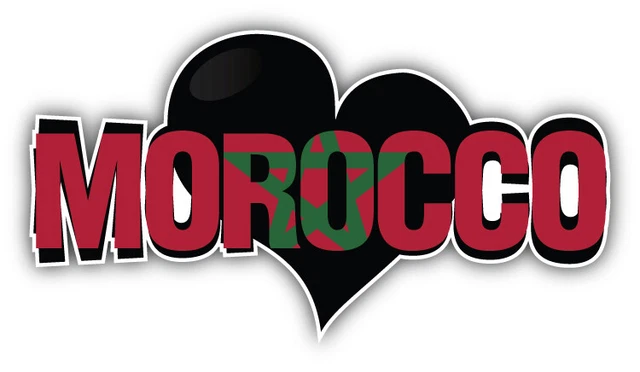 DOPASTICKER Morocco Art Heart Flag Travel Car Sticker Phone Decal Water ...