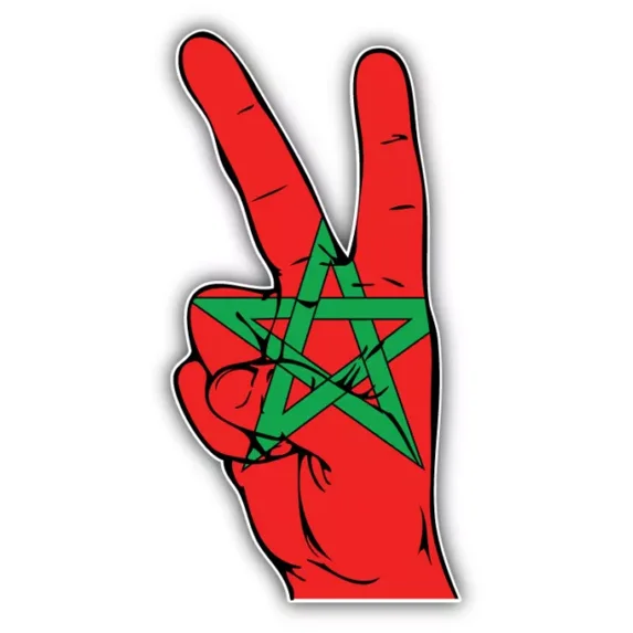 DOPASTICKER Morocco Flag Hand Peace Sign Car Sticker Phone Decal Water ...