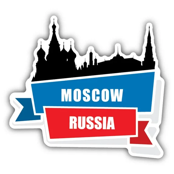 DOPASTICKER Moscow Russia Travel Ribbon Banner Sticker Decal Phone ...