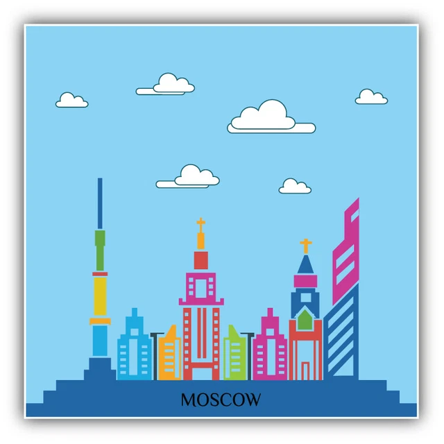 DOPASTICKER Moscow Skyline Landmark Car Sticker Phone Decal Water ...