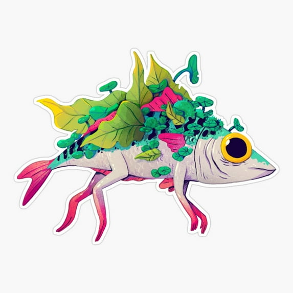 DOPASTICKER Mossy-Legged Fish Sticker, Phone Sticker Water Bottle ...