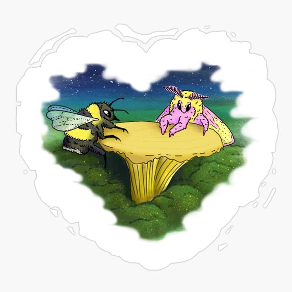 DOPASTICKER Moth And Bee On A Starlit Date Sticker, Phone Sticker Car ...
