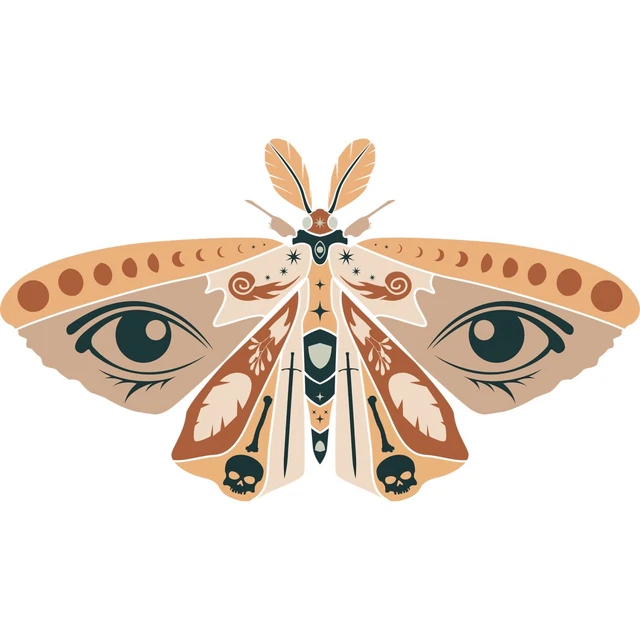 DOPASTICKER Moth Sticker Eyes Boho Shabby Retro Bug Insect Hippie Hippy ...