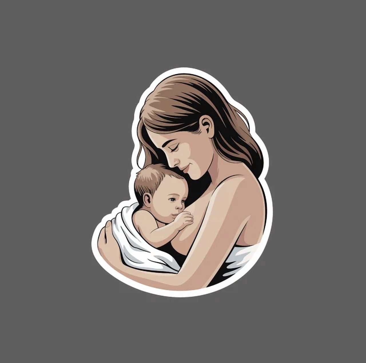 DOPASTICKER Mother With Baby Sticker Breastfeeding Motherhood Love ...