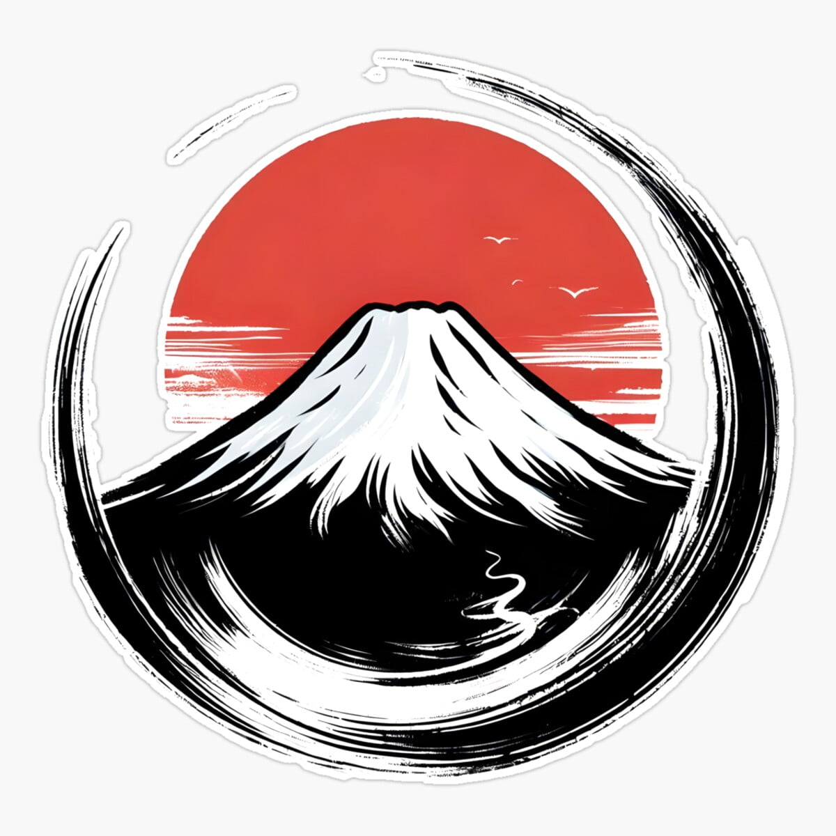 DOPASTICKER Mount Fuji Japan Zen Enso Sticker, Phone Sticker Car ...