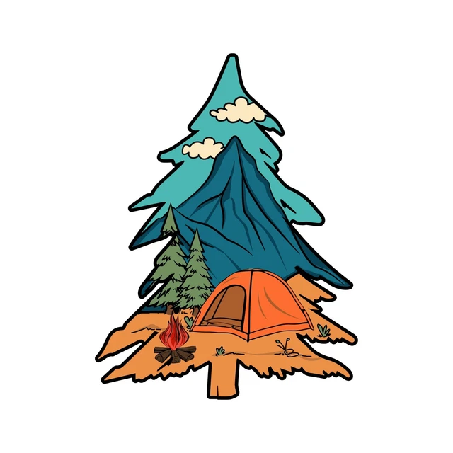 DOPASTICKER Mountains Tree Sticker Outdoors Distance Camping Explore ...