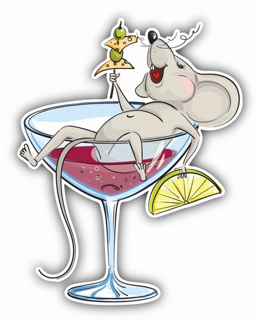 DOPASTICKER Mouse Drunk Car Sticker Phone Water Bottle Stickers, Cars ...