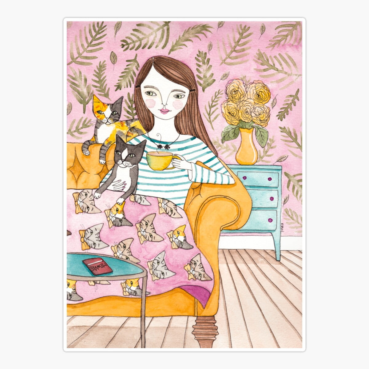 DOPASTICKER Movie Night With The Cats Sticker, Phone Sticker Car ...