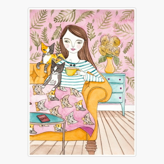 DOPASTICKER Movie Night With The Cats Sticker, Phone Sticker Car ...