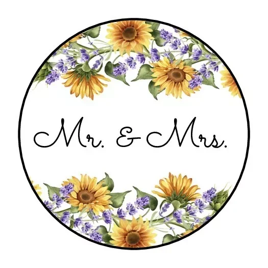 DOPASTICKER Mr And Mrs Stickers Sunflowers Wedding Phone Decal Water ...
