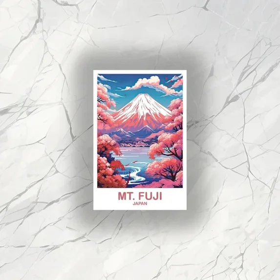 DOPASTICKER Mt Fuji Travel Sticker Japan Landscape Art For Wall Decor ...