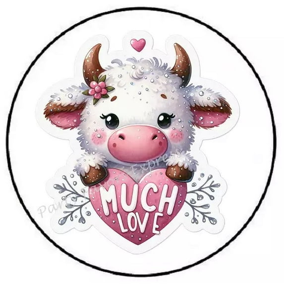 DOPASTICKER Much Love Cow Valentines Day Stickers Favors Gift You ...