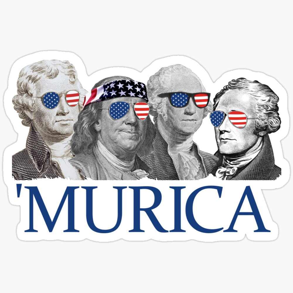 DOPASTICKER Murica Founding Fathers Patriotic 4Th Of July Murica Gear ...