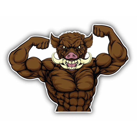 DOPASTICKER Muscular Boar Animal Mascot Sticker Decal Phone Decal Water ...