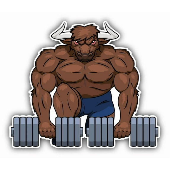 DOPASTICKER Muscular Bull Gym Sticker Decal Phone Decal Water Bottle ...