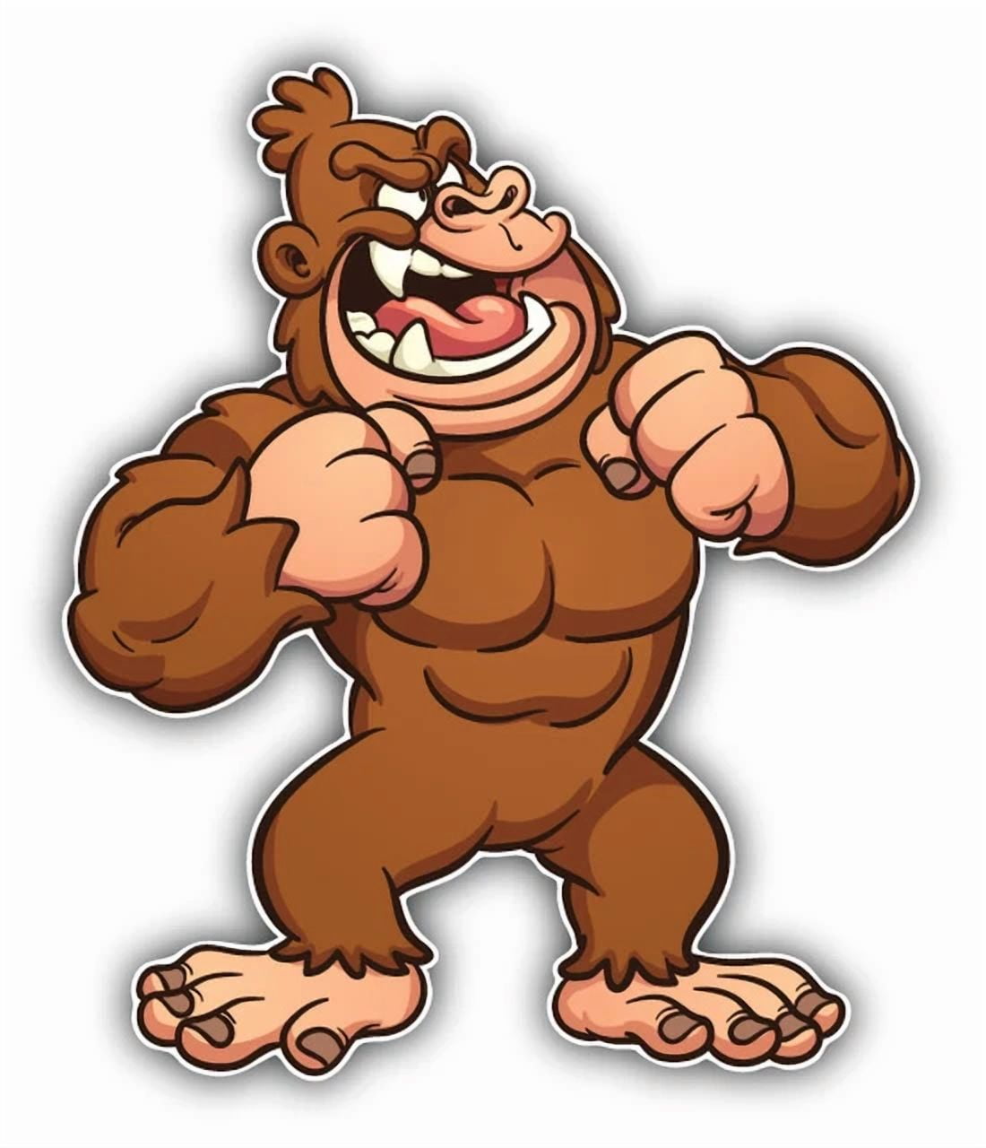 DOPASTICKER Muscular Gorilla Cartoon Art Decor Car Sticker Phone Water ...