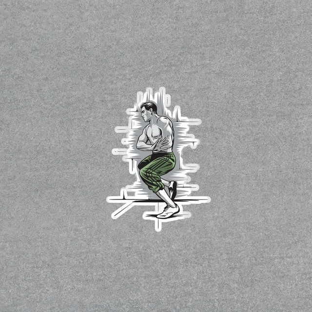 DOPASTICKER Muscular Man Fitness Training Monochrome Sticker Decal ...