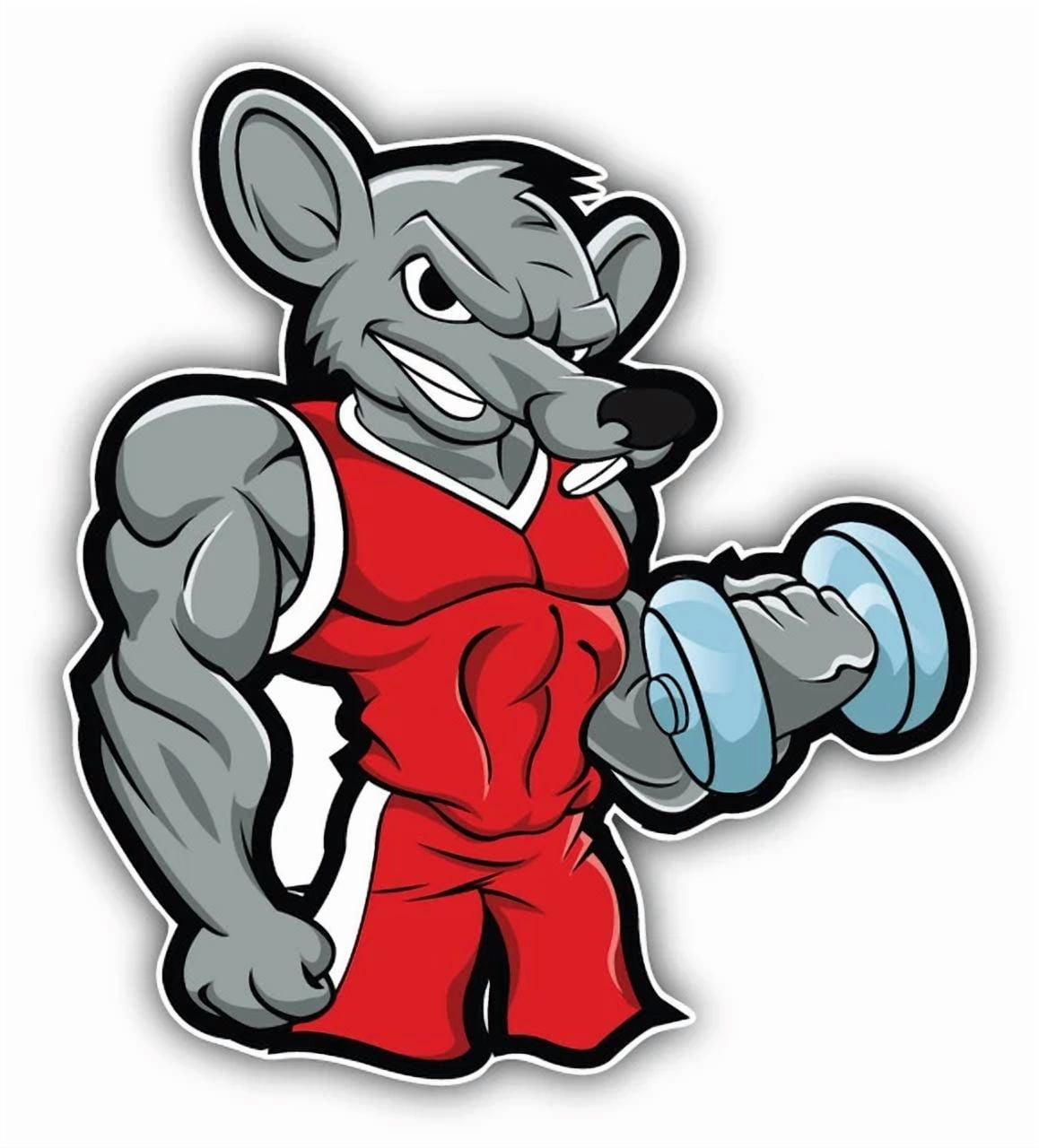 DOPASTICKER Muscular Mouse Cartoon Sticker Decal Phone Decal Water ...