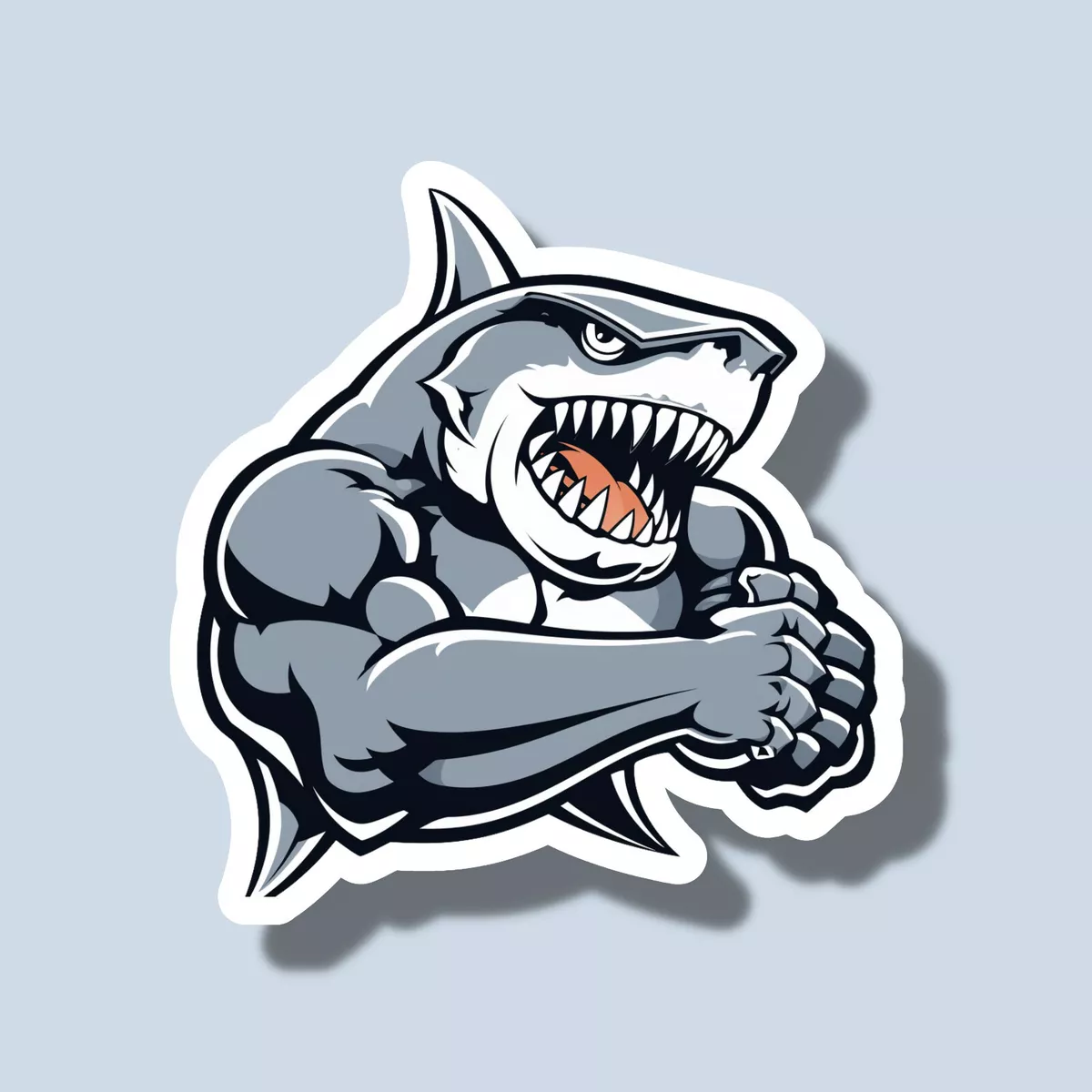 DOPASTICKER Muscular Muscle Shark Workout Gym Fierce Strong Athletic ...