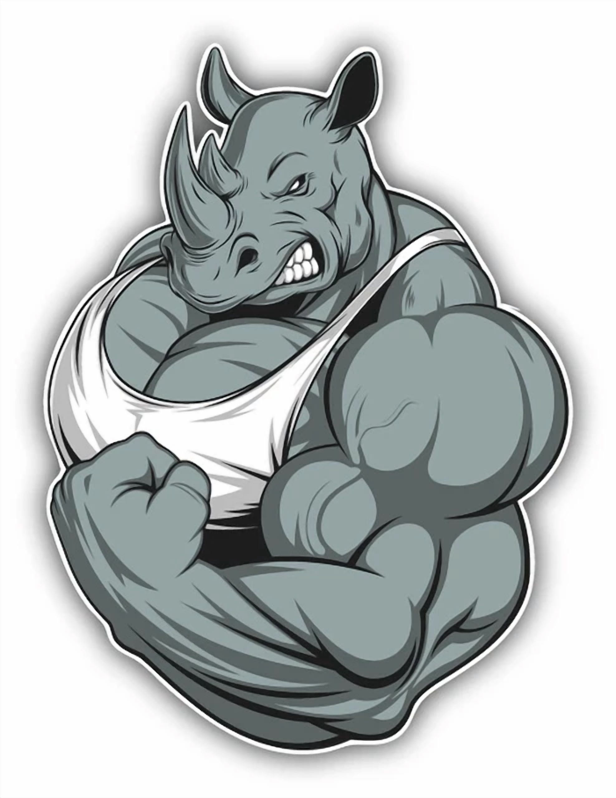 DOPASTICKER Muscular Rhino Mascot Sticker Decal Phone Decal Water ...