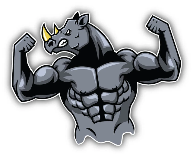 DOPASTICKER Muscular Rhino Mascot Sticker Decal Phone Decal Water ...