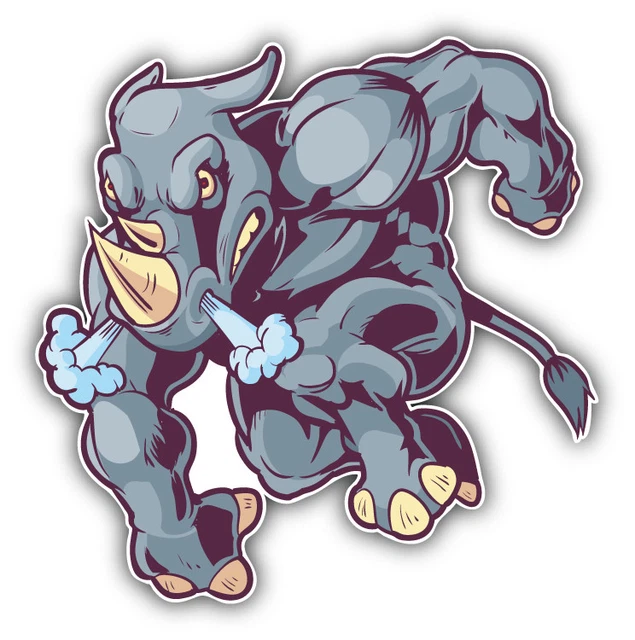 DOPASTICKER Muscular Rhino Mascot Sticker Decal Phone Decal Water ...