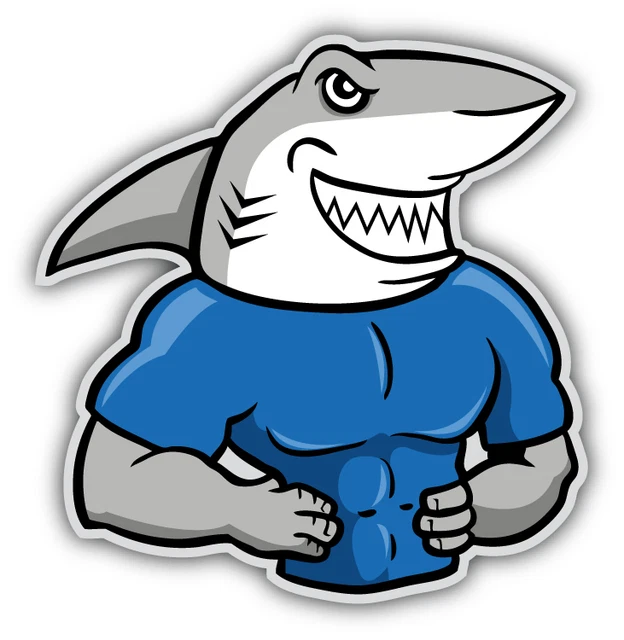 DOPASTICKER Muscular Shark Mascot Sticker Decal Phone Decal Water ...