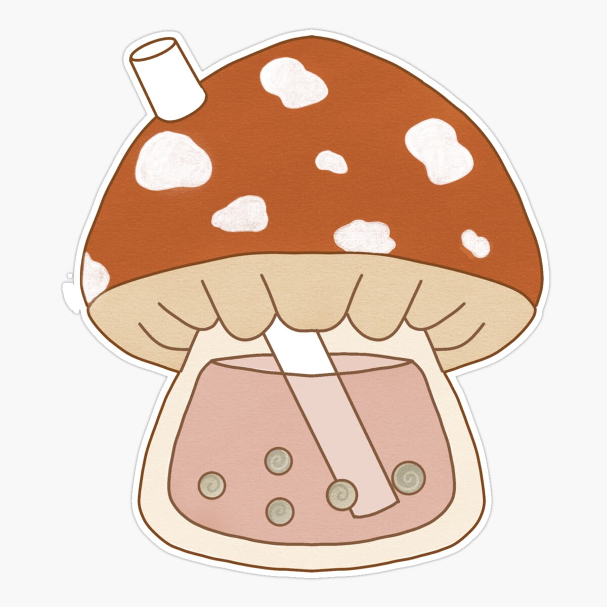 DOPASTICKER Mushroom Boba Tea Sticker, Phone Sticker Car Stickers ...