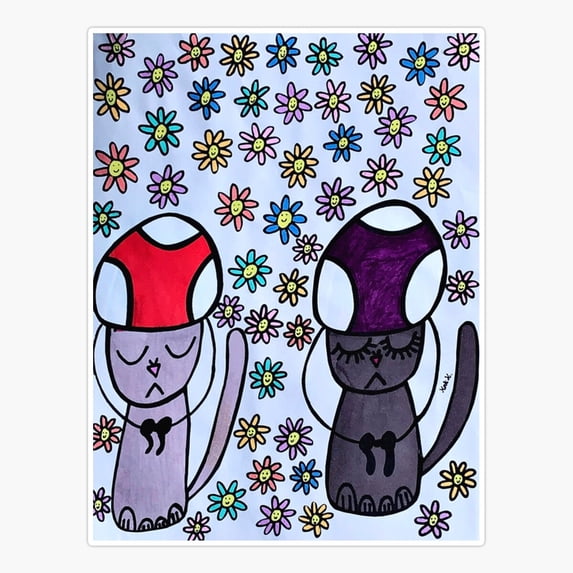 DOPASTICKER Mushroom Cats Sticker, Phone Sticker Car Stickers, Birthday ...