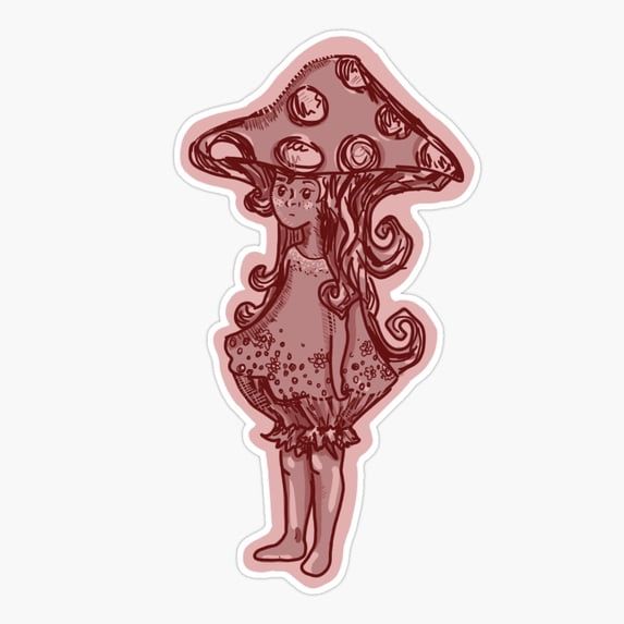 DOPASTICKER Mushroom Girl Sticker, Phone Sticker Water Bottle Sticker ...